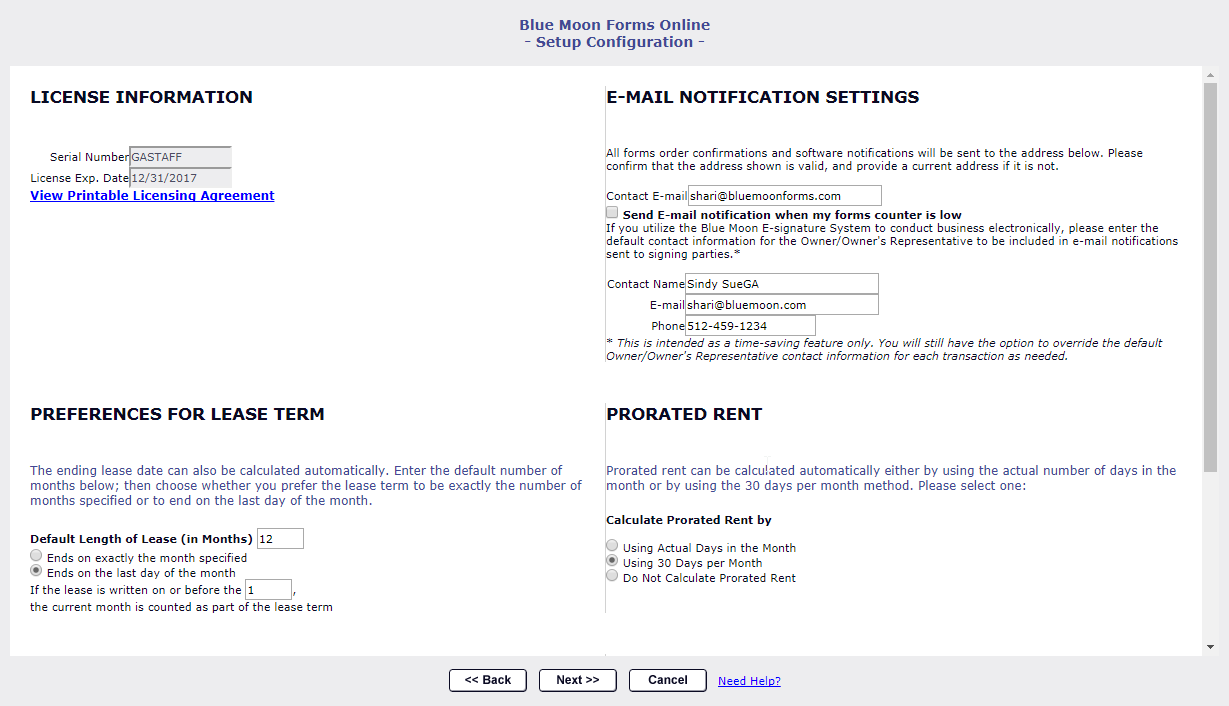 Blue Moon Software - Forms Online Help